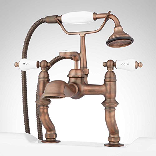 Signature Hardware 906537 Glenwood Deck Mounted Roman Tub Filler with Variable Couplers- Includes Telephone Style Hand Shower