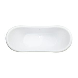 Signature Hardware 946174-69-T Rosalind 69" Acrylic Soaking Clawfoot Tub with Pre-Drilled Overflow Hole, Imperial Feet and Tap Deck