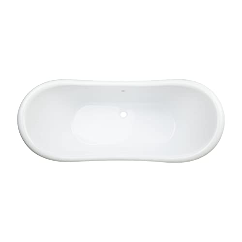 Signature Hardware 946174-69-T Rosalind 69" Acrylic Soaking Clawfoot Tub with Pre-Drilled Overflow Hole, Imperial Feet and Tap Deck