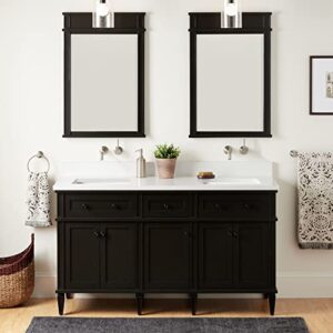 signature hardware 953349-60-rumb-0 elmdale 60″ free standing double basin vanity set with mahogany cabinet, wood vanity top, and porcelain undermount sink – no faucet holes