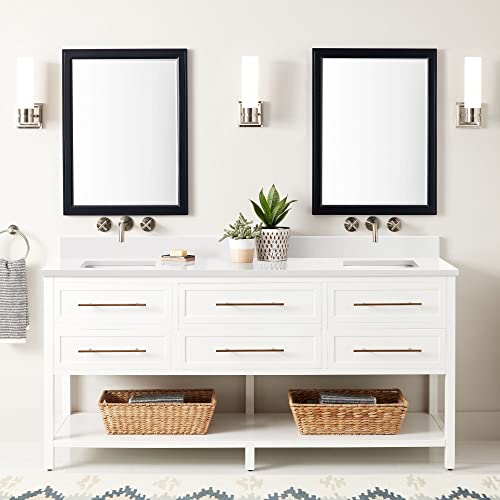 Signature Hardware 953332-72-RUMB-0 Robertson 72" Free Standing Double Vanity Cabinet Set with Mahogany Cabinet, Vanity Top and Rectangular Undermount Sinks - No Faucet Holes