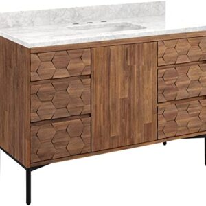 Signature Hardware 953140-48-RUMB-8 Devora 48" Free Standing Single Vanity Set with Wood Cabinet, Vanity Top, and Rectangular Undermount Vitreous China Sink - 8" Faucet Holes