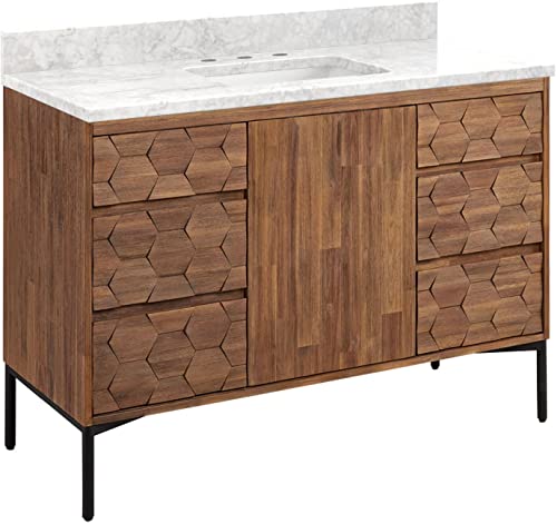 Signature Hardware 953140-48-RUMB-8 Devora 48" Free Standing Single Vanity Set with Wood Cabinet, Vanity Top, and Rectangular Undermount Vitreous China Sink - 8" Faucet Holes