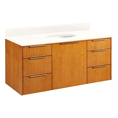 Signature Hardware 953672-48-UM-0 DITA 48" Wall Mounted Single Basin Vanity Set with Poplar Cabinet, Quartz Vanity Top, and Undermount Sink