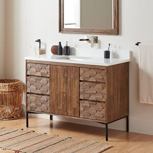 signature hardware 953140-48-rumb-0 devora 48″ free standing single vanity set with wood cabinet, vanity top, and rectangular undermount vitreous china sink