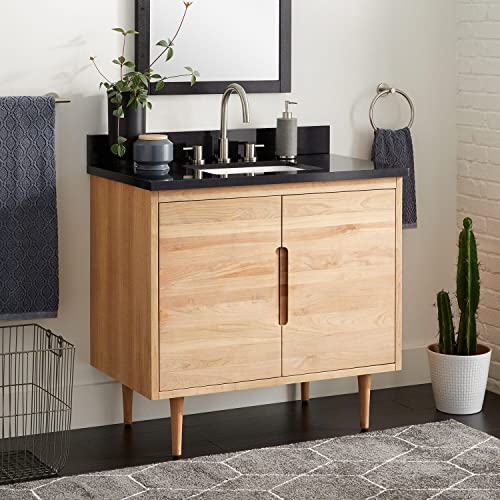 Signature Hardware 953277-36-RUMB-0 Bivins 36" Free Standing Single Vanity Cabinet Set with Teak Cabinet, Vanity Top and Rectangular Undermount Sink - No Faucet Holes