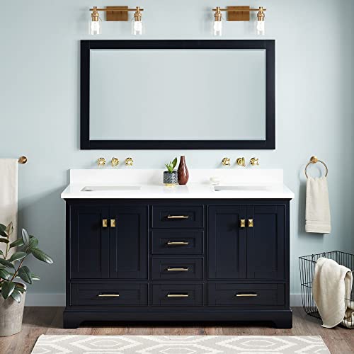 Signature Hardware 953665-60-RUMB-0 Quen 60" Free Standing Double Basin Vanity Set with Cabinet, Vanity Top, and Undermount Sink - No Faucet Holes