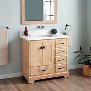 signature hardware 953664-36-um-0 quen 36″ free standing single basin vanity set with cabinet, vanity top, and undermount sink – no faucet holes