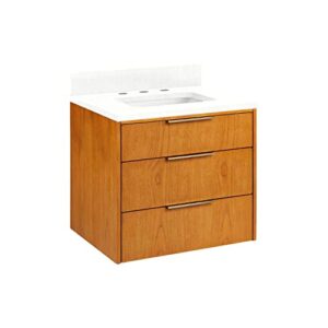 signature hardware 953672-24-rumb-8 dita 24″ wall mounted single basin vanity set with poplar cabinet, quartz vanity top, and undermount sink