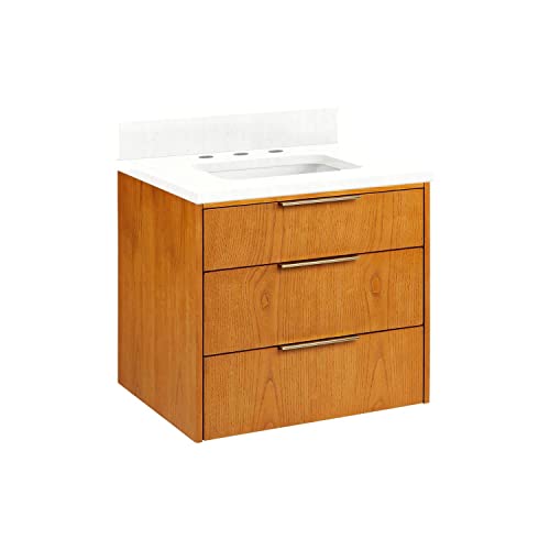 Signature Hardware 953672-24-RUMB-8 DITA 24" Wall Mounted Single Basin Vanity Set with Poplar Cabinet, Quartz Vanity Top, and Undermount Sink