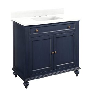 signature hardware 953301-36-rumb-8 keller 36″ free standing single vanity set with mahogany cabinet, vanity top, and rectangular undermount sink – 8″ faucet holes