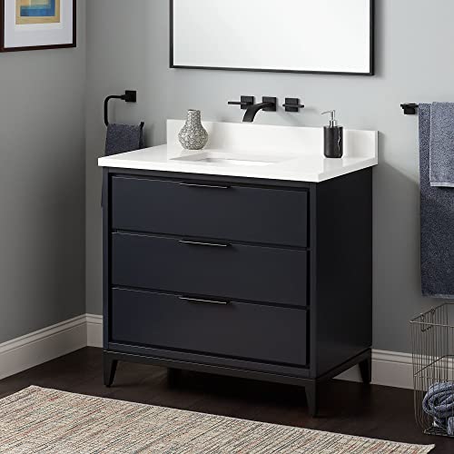 Signature Hardware 953493-36-RUMB-0 Hytes 37" Free Standing Single Vanity Set with Mahogany Cabinet, Vanity Top, and Rectangular Undermount Vitreous China Sink