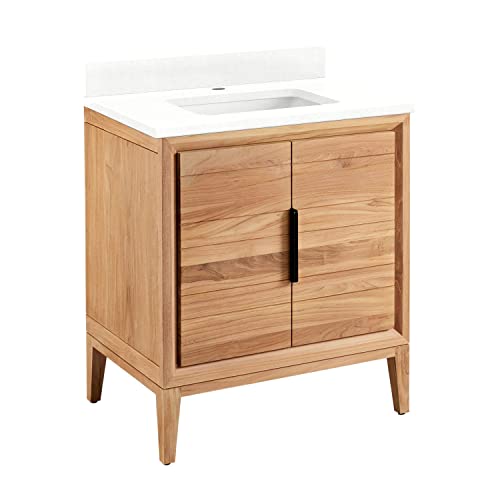 Signature Hardware 953343-30-RUMB-1 Aliso 30" Free Standing Single Vanity Cabinet Set with Wood Cabinet, Vanity Top and Rectangular Undermount Sink - Single Faucet Hole