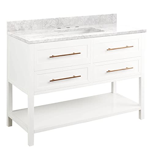 Signature Hardware 953332-48-RUMB-8 Robertson 48" Free Standing Single Vanity Cabinet Set with Wood Cabinet, Vanity Top and Rectangular Undermount Sink - 8" Faucet Holes