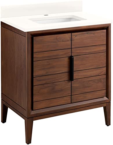 Signature Hardware 953344-30-RUMB-1 Aliso 30" Free Standing Single Vanity Cabinet Set with Wood Cabinet, Vanity Top and Rectangular Undermount Sink - Single Faucet Hole