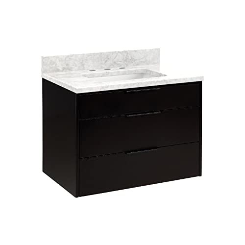 Signature Hardware 953673-30-RUMB-8 DITA 30" Wall Mounted Single Basin Vanity Set with Wood Cabinet, Quartz Vanity Top, and Undermount Sink