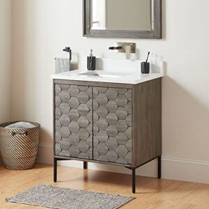 signature hardware 953141-30-rumb-0 devora 30″ free standing single vanity set with wood cabinet, vanity top, and rectangular undermount vitreous china sink