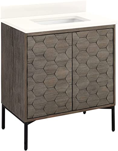 Signature Hardware 953141-30-RUMB-0 Devora 30" Free Standing Single Vanity Set with Wood Cabinet, Vanity Top, and Rectangular Undermount Vitreous China Sink