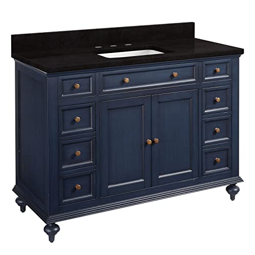 Signature Hardware 953301-48-RUMB-8 Keller 48" Free Standing Single Vanity Set with Mahogany Cabinet, Vanity Top, and Rectangular Undermount Vitreous China Sink - 8" Faucet Holes