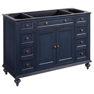 Signature Hardware 953301-48-RUMB-8 Keller 48" Free Standing Single Vanity Set with Mahogany Cabinet, Vanity Top, and Rectangular Undermount Vitreous China Sink - 8" Faucet Holes