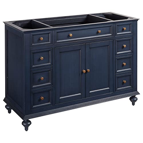 Signature Hardware 953301-48-RUMB-8 Keller 48" Free Standing Single Vanity Set with Mahogany Cabinet, Vanity Top, and Rectangular Undermount Vitreous China Sink - 8" Faucet Holes