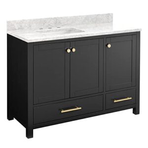 signature hardware 953329-48-rumb-8 radke 48″ free standing single vanity set with mahogany cabinet, vanity top, and rectangular undermount vitreous china sink – 8″ faucet holes