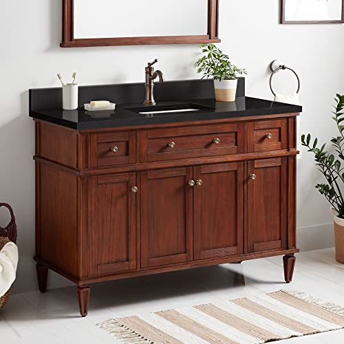 Signature Hardware 953347-48-RUMB-1 Elmdale 48" Free Standing Single Vanity Cabinet Set with Mahogany Cabinet, Vanity Top and Rectangular Undermount Sink - Single Faucet Hole