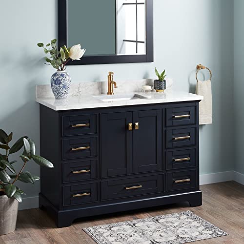 Signature Hardware 953665-48-RUMB-1 Quen 48" Free Standing Single Basin Vanity Set with Cabinet, Vanity Top, and Undermount Sink - 1 Faucet Hole