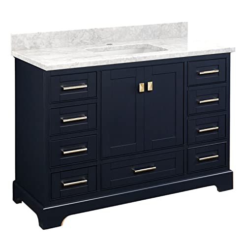 Signature Hardware 953665-48-RUMB-1 Quen 48" Free Standing Single Basin Vanity Set with Cabinet, Vanity Top, and Undermount Sink - 1 Faucet Hole