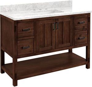 signature hardware 953310-48-rumb-8 morris 48″ free standing single vanity set with wood cabinet, vanity top, and rectangular undermount sink – 8″ faucet holes