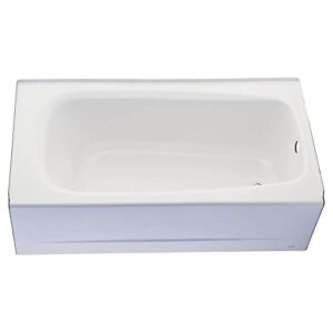 american standard 2460002.020 cambridge procelain-enameled steel 60-in x 32-in alcove bathtub with left hand drain, 50-60 gal, white