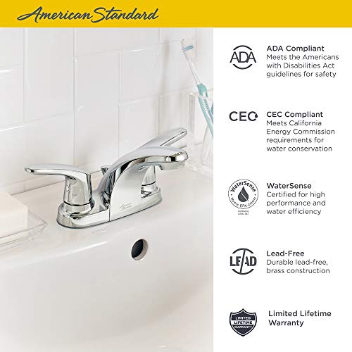 American Standard 7075200.002 Colony Pro Two-Handle Centerset Bathroom Faucet, 1.2 GPM, Polished Chrome