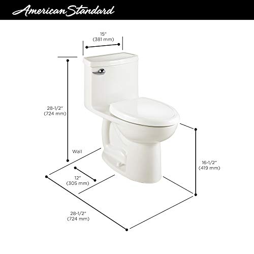 American Standard Compact Cadet 3 Flowise 4 Toilet, Elongated, Chair Height, White Toilet with Toilet Seat included