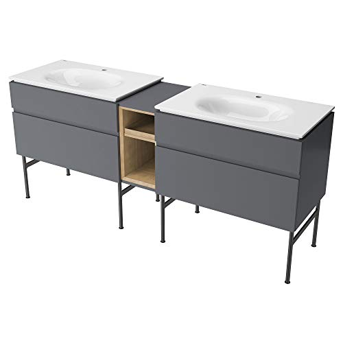 American Standard 8726033.477 Studio S 33 in. Double-Drawer Bathroom Vanity, Dark Grey