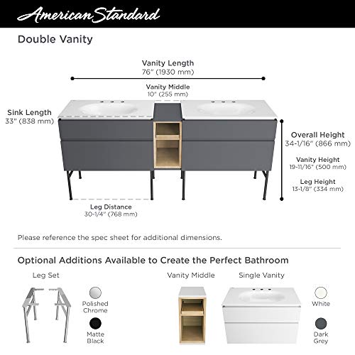 American Standard 8726033.477 Studio S 33 in. Double-Drawer Bathroom Vanity, Dark Grey