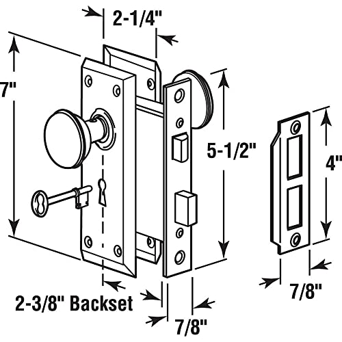 Prime-Line E 2798 Mortise Lock Set, Matte Black