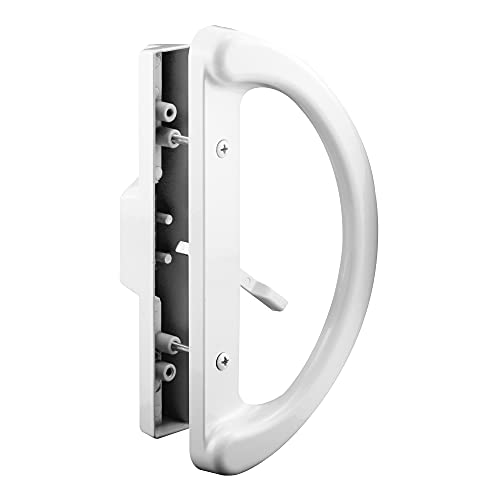 Prime-Line C 1225 Sliding Patio Door Handle Set - Replace Old or Damaged Door Handles Quickly and Easily – White Diecast, Mortise Style, Non-Keyed (Fits 3-15/16” Hole Spacing)