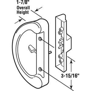 Prime-Line C 1225 Sliding Patio Door Handle Set - Replace Old or Damaged Door Handles Quickly and Easily – White Diecast, Mortise Style, Non-Keyed (Fits 3-15/16” Hole Spacing)