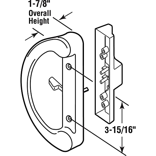 Prime-Line C 1225 Sliding Patio Door Handle Set - Replace Old or Damaged Door Handles Quickly and Easily – White Diecast, Mortise Style, Non-Keyed (Fits 3-15/16” Hole Spacing)