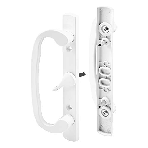 Prime-Line C 1317 Mortise Style Sliding Patio Door Handle Set - Replace Old or Damaged Door Handles Quickly and Easily – White Diecast, Non-Keyed (Fits 3-15/16” Hole Spacing)