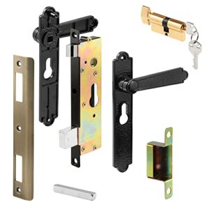 prime-line k 5092 security door keyed-locking mortise handle set, steel and diecast construction, black