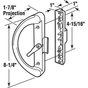 Prime-Line C 1238 Sliding Door Clamp Latch, Reverse Hook, 4-15/16 inch, Black Handle Set