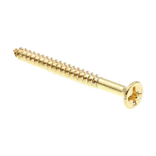 Prime-Line 9034826 Wood Screw, Flat Head Phillips, #6 X 1-1/2 in, Solid Brass, Pack of 100