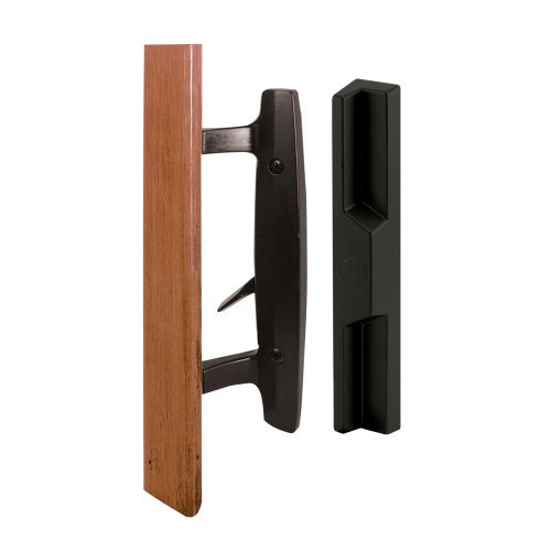 Prime-Line C 1313 Diecast Sliding Door Handle Set with Wood Handle, Black