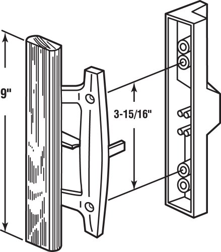 Prime-Line C 1313 Diecast Sliding Door Handle Set with Wood Handle, Black