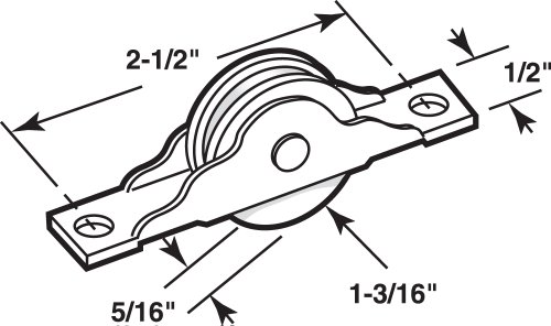 Prime-Line N 6686 Closet Door Roller with 1-3/16 inch Steel Ball Bearing Wheel (2-pack)