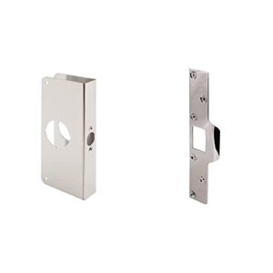 defender security u 9585 1-3/8 inch x 9 inch thick stainless steel, 2-1/8 in lock and door reinforcer, 1-3/8 & prime-line u 9476 maximum security latch strike, 1-1/4 inch x 7-7/8 inch, steel