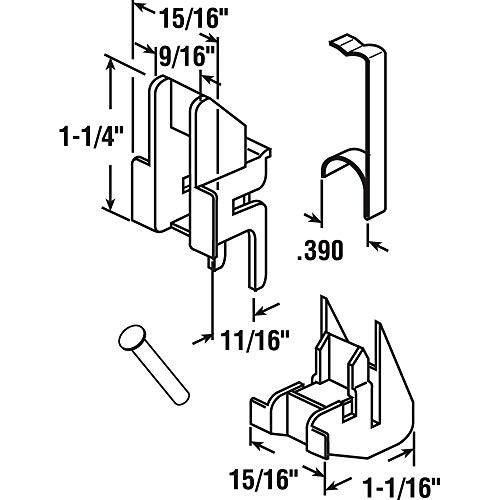 Prime-Line FS 293BA Channel Balance Accessories - Attached, Nylon and Steel, FS101-Top and FS153-Btm, (1 set)