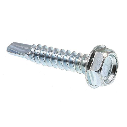 Prime-Line 9032447 Sheet Metal Screws, Self-Drilling, Indented Hex Washer Head, 10 X 1 in, Zinc Plated Case Hardened Steel, (50-pack)