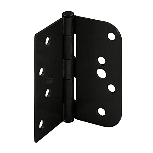 Prime-Line Products U 1151283 Door Hinge Residential Smooth Pivot, 4 in. x 4 in. with Unilateral Square & 5/8 in. Radius Corners, 4 Holes per Leaf with Screws, Matte Black, .087 in. Ga. (3 Pack)